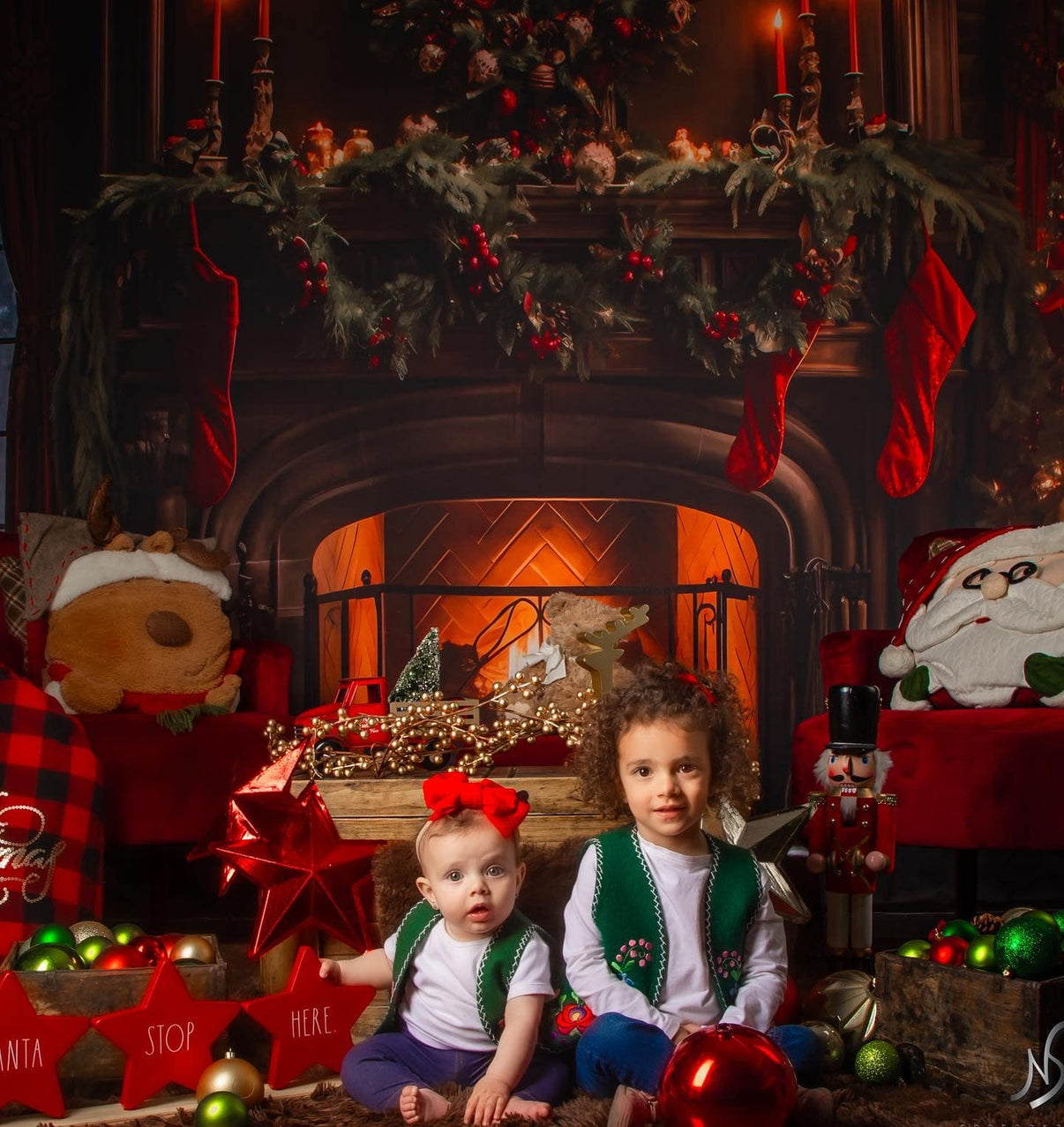 Avezano Elegant Christmas Decoration White Wall Photography Backdrop
