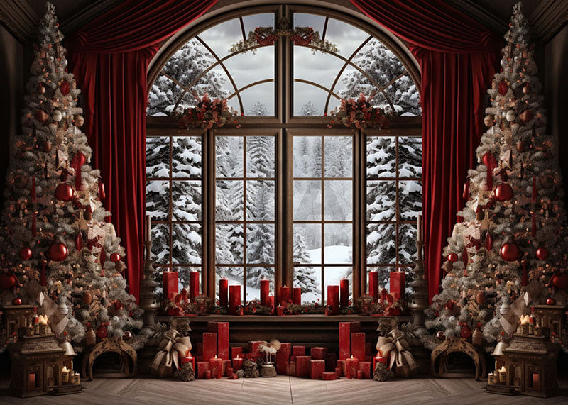Avezano Elegant Christmas Decoration White Wall Photography Backdrop