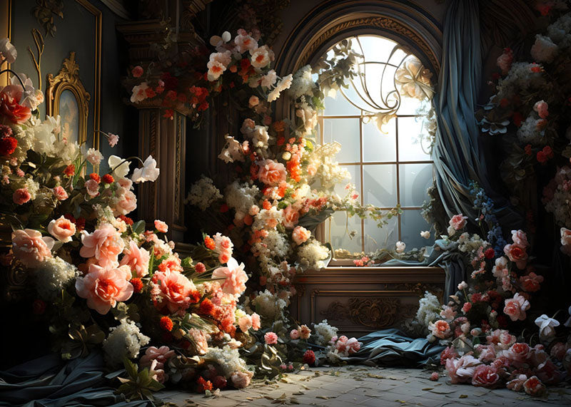 Avezano Hand Painted Flowers Photo Backdrop Custom Photo Backdrop