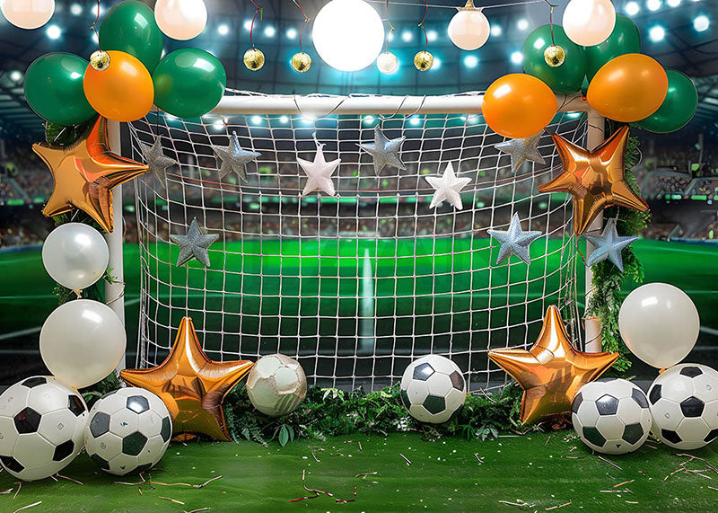 Avezano Football Pitch and Balloons Party for Kids Photography Backgro