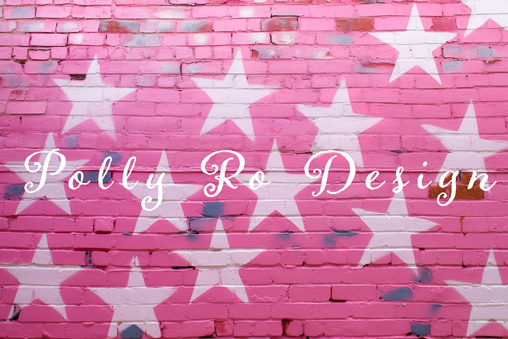Avezano Pink Brick Walls and Stars Photography Backdrop Designed By Po