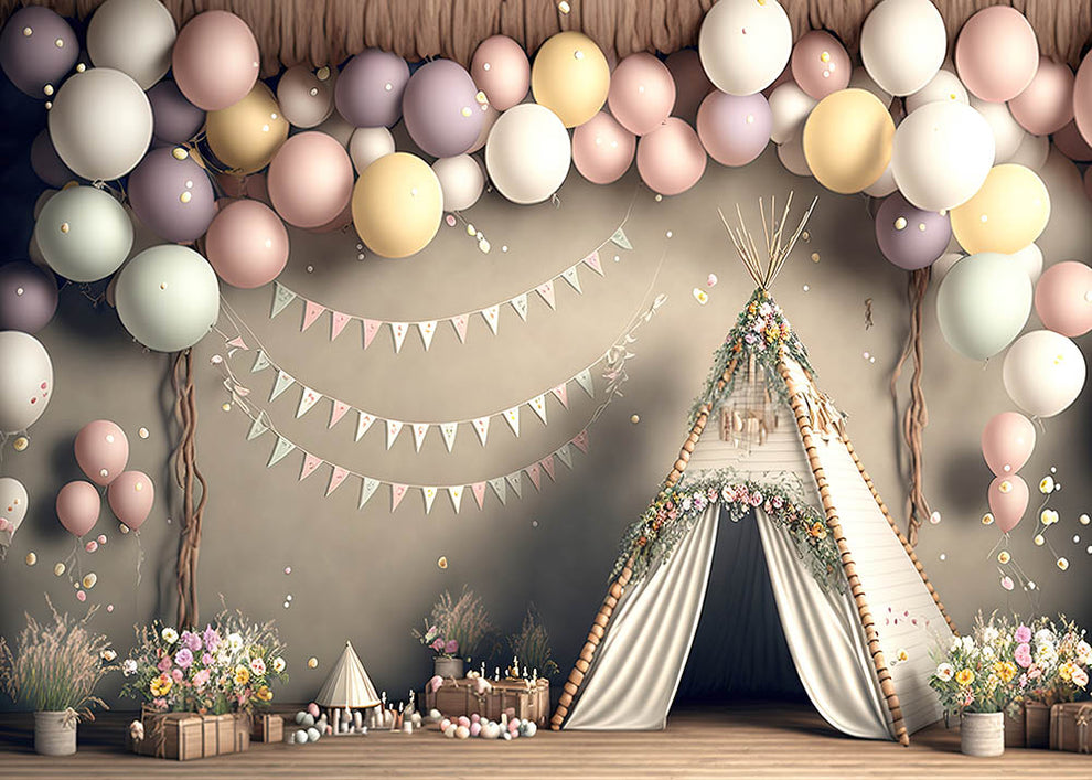 Avezano Tent and Balloon Cake Smash 2 pcs Set Backdrop