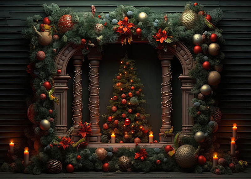 Avezano Elegant Christmas Decoration White Wall Photography Backdrop