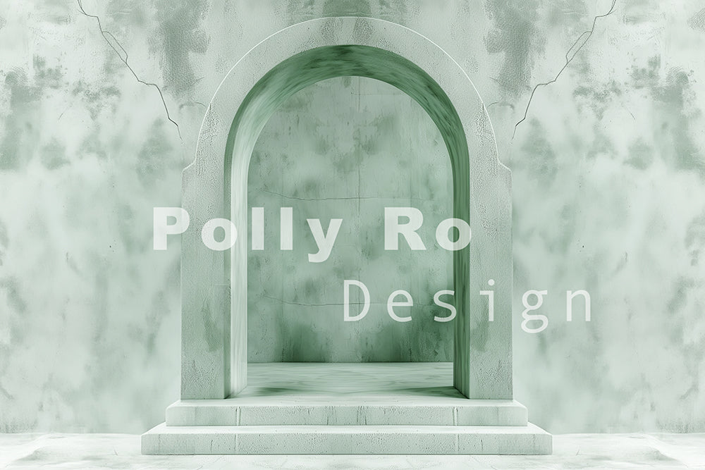 Avezano Mint Green Walls and Arches Boho Photography Backdrop Designed