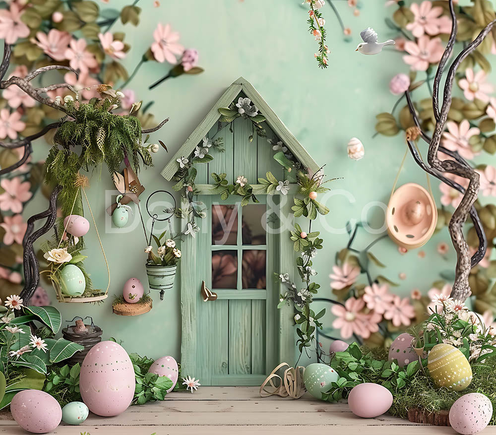 Avezano Spring Easter Green log Cabin Backdrop Designed By Danyelle Pi
