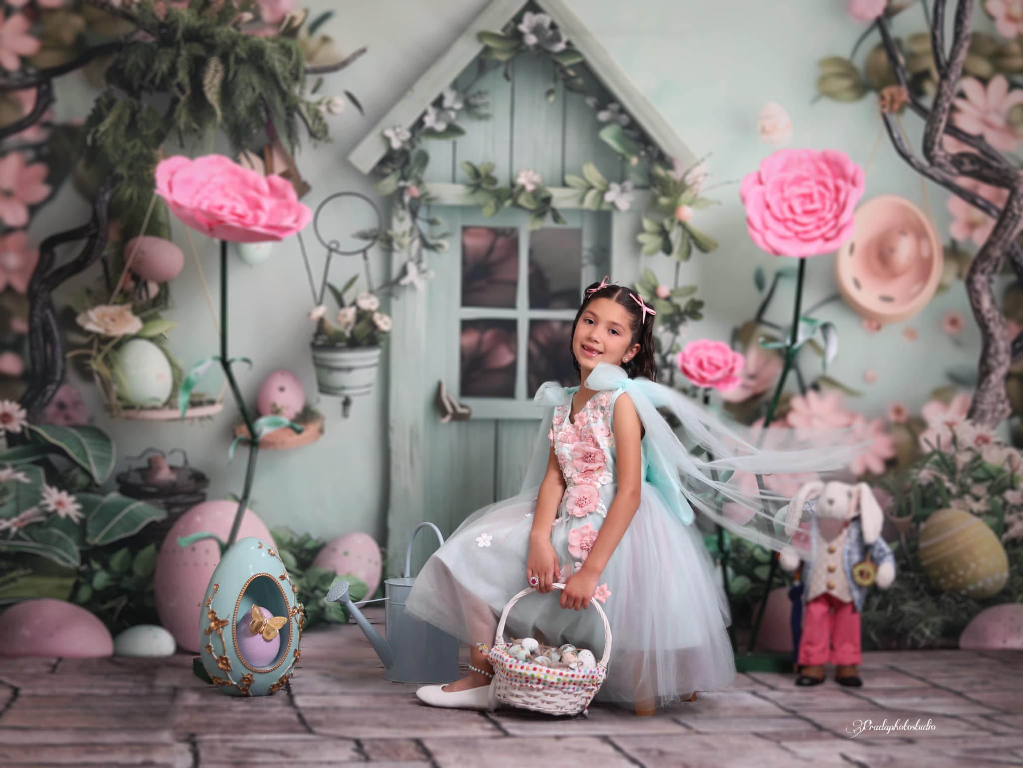 Avezano Spring Easter Green log Cabin Backdrop Designed By Danyelle Pi
