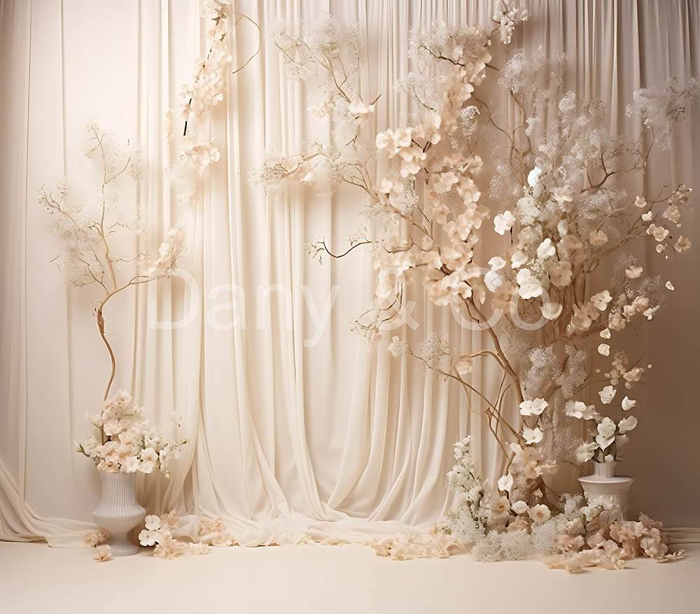 Avezano White Flowers and Window Screens Digital Backdrop Designed By