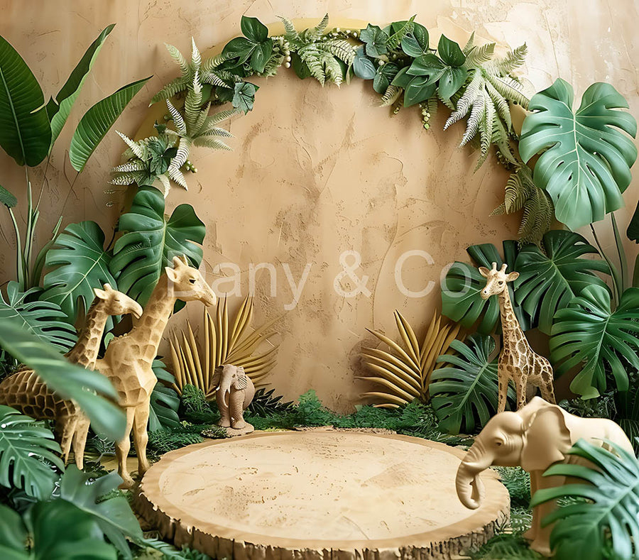 Avezano Green Jungle Clay Animal Digital Backdrop Designed By Elegant