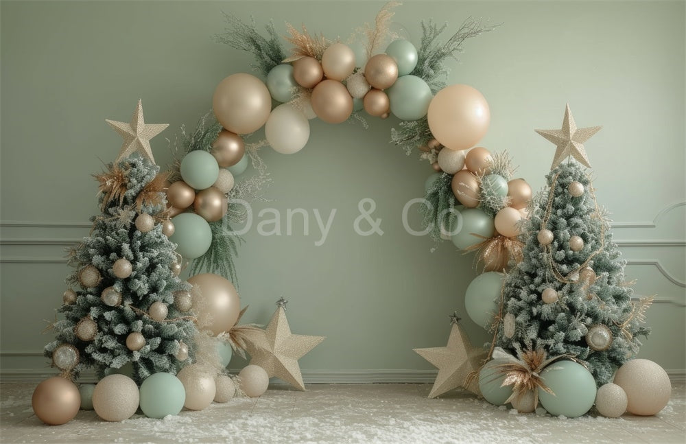 Avezano Christmas Tree and Balloon Arch Backdrop Designed By Danyelle