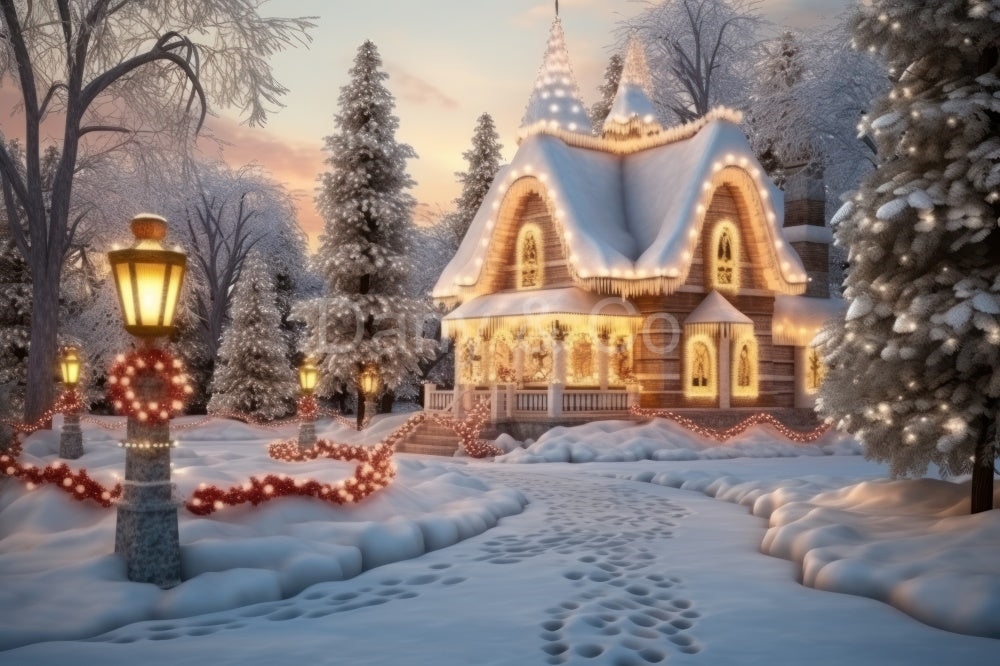 Avezano Christmas Snow and villa Backdrop Designed By Danyelle Pinning
