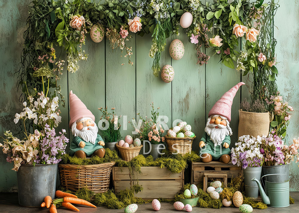 Avezano Spring Easter Garden Gnome Photography Backdrop Designed By Po