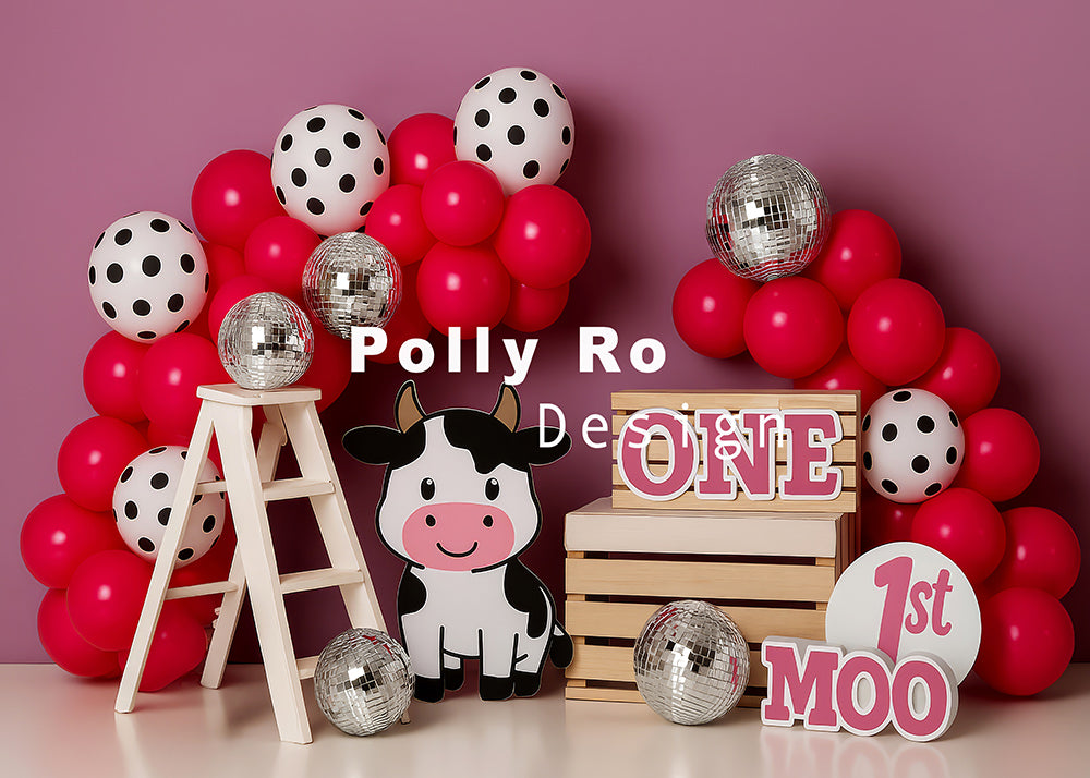 Avezano Cartoon Cow Theme Photography Backdrop By Polly Ro Design