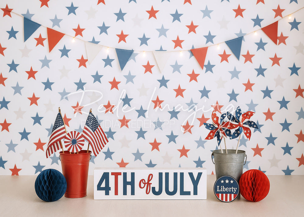 Avezano Fourth of July Stars and Flags Photography Backdrop Designed B