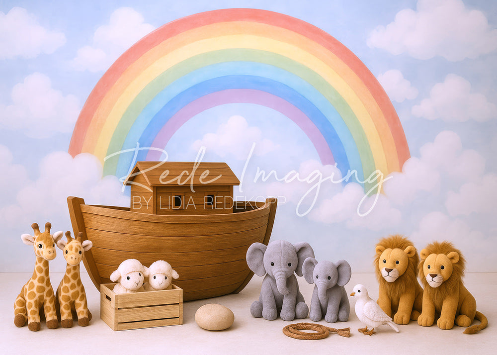 Avezano Rainbow and Ark with Animals Photography Backdrop Designed By