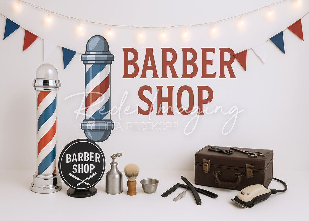 Avezano Barber Shop Vintage Photography Backdrop Designed By Lidia Red