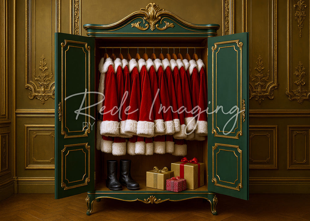 Avezano Golden walled Santa Closet Photography Backdrop Designed By Li