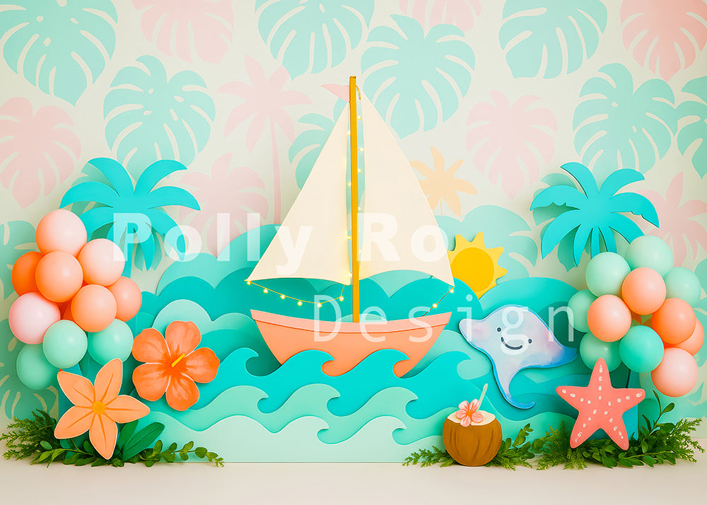 Avezano Tropical Sailboat Photography Backdrop Designed By Polly Ro De