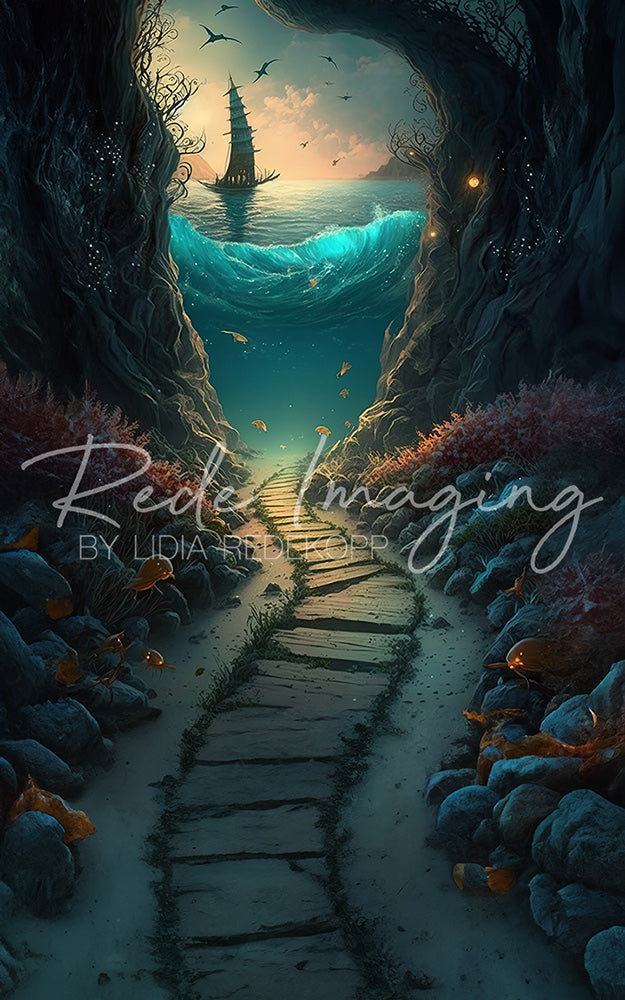 Avezano Magical Seaside Cave Photography Backdrop Designed By Lidia Re