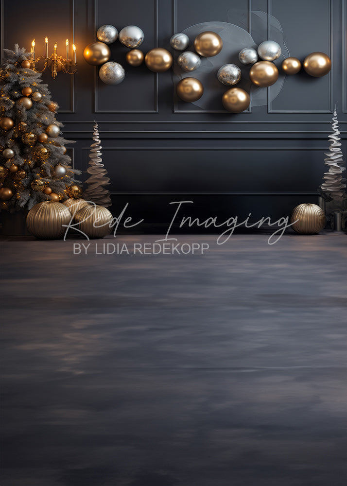 Avezano Luxe Gold and Silver Christmas Photography Backdrop Designed B
