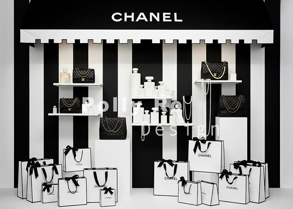Avezano Black White Striped Store Backdrop Designed By Polly Ro Design