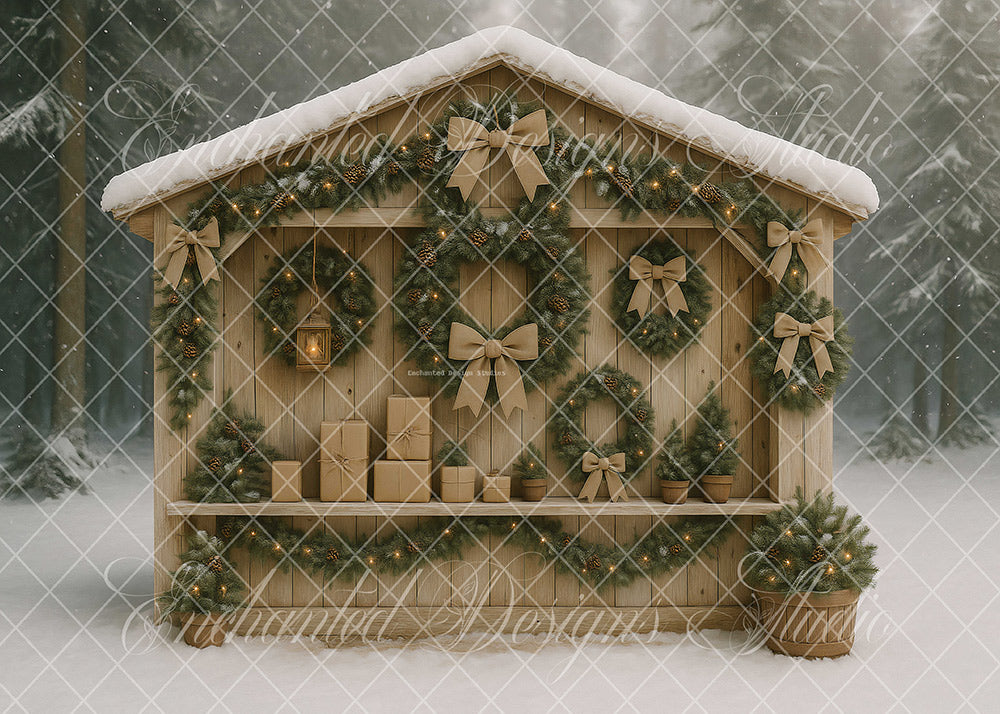 Avezano Rustic Wooden Christmas Hut Backdrop Designed By Enchanted Des