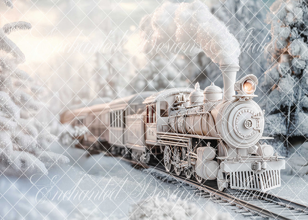 Avezano Winter Snow Train Backdrop Designed By Enchanted Design Studio