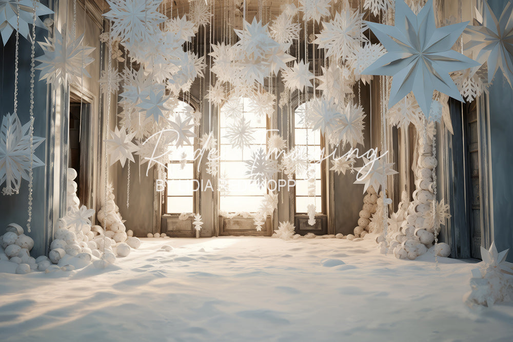 Avezano White Snowflake Decorated Photography Backdrop Designed By Lid