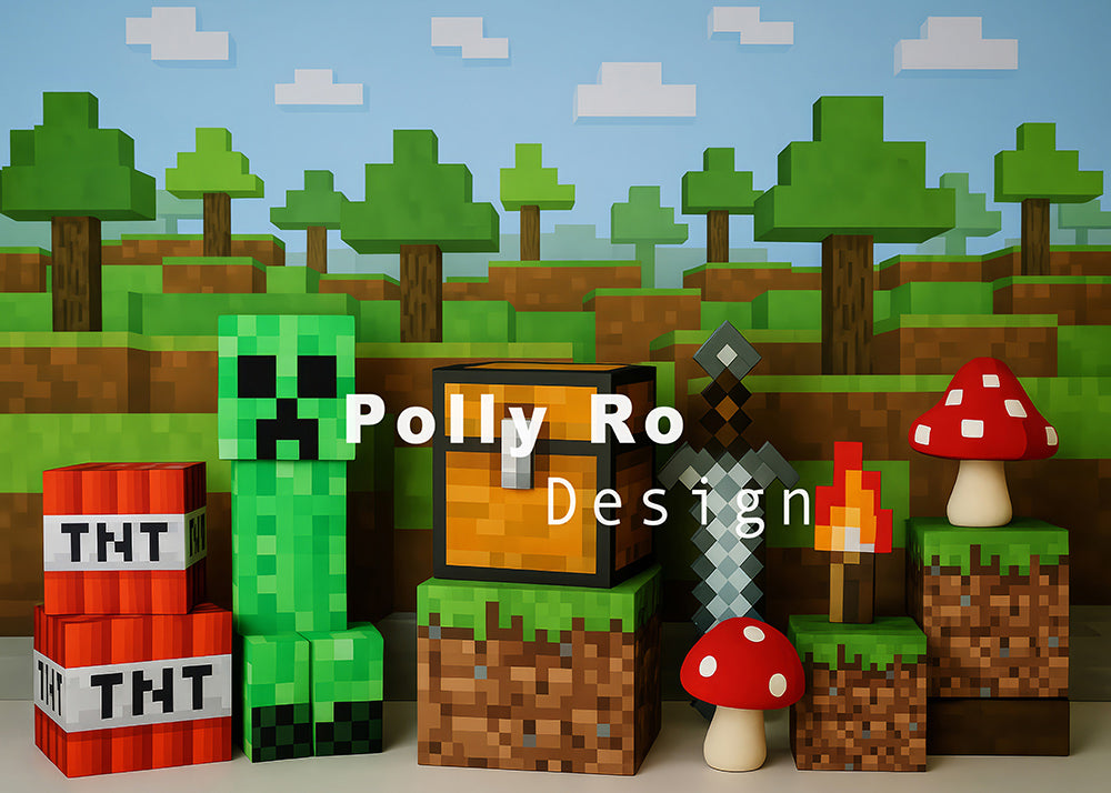 Avezano Minecraft Scene Theme Backdrop Designed By Polly Ro Design