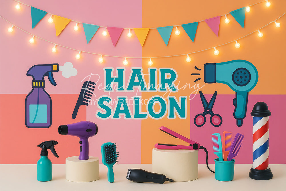 Avezano Colorful Hair Salon Themed Photography Backdrop Designed By Li