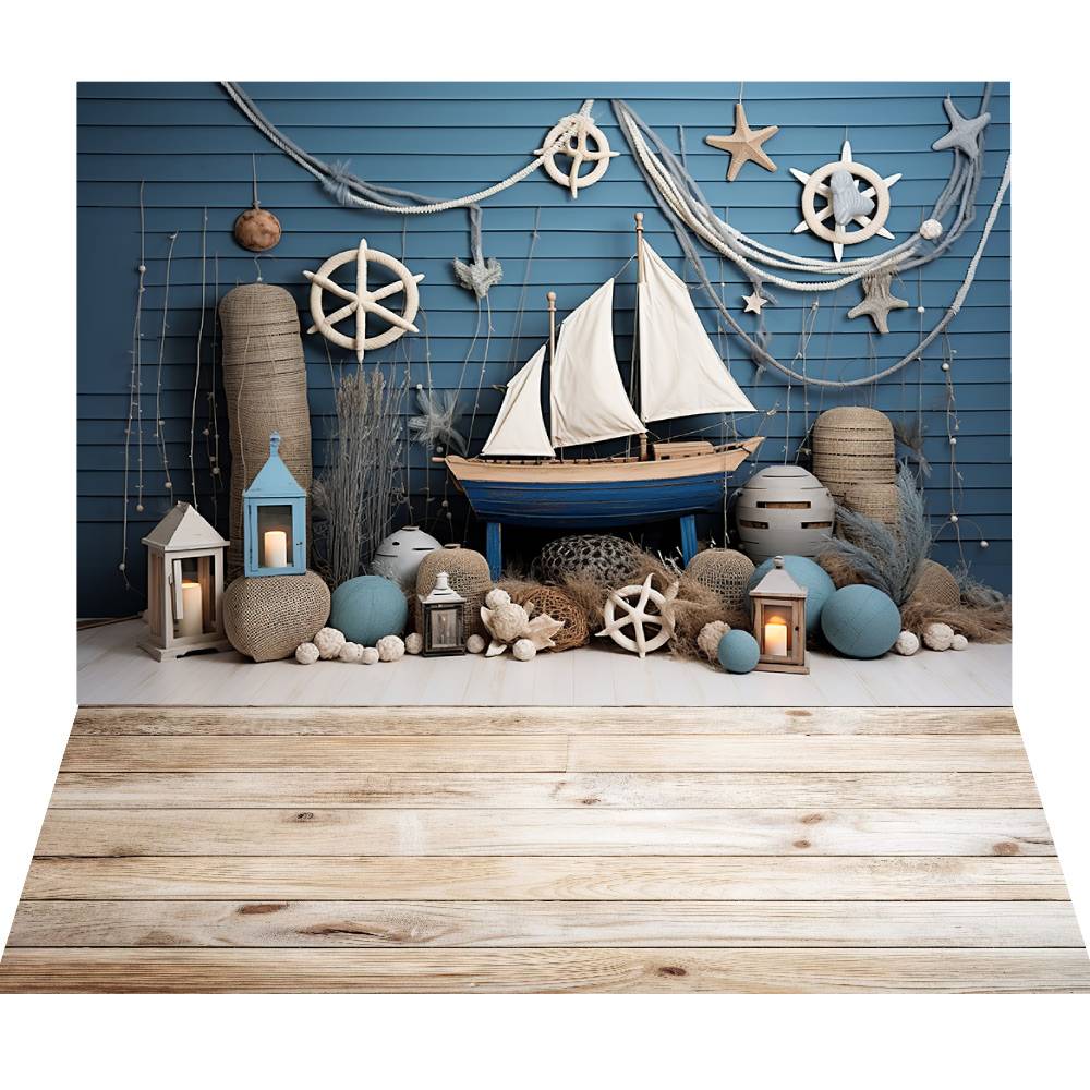 Avezano Summer Boat Theme 2 pcs Set Backdrop