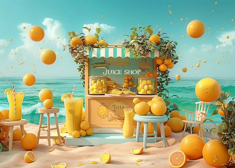 Avezano Beach Summer Juice Shop Photography Backdrop