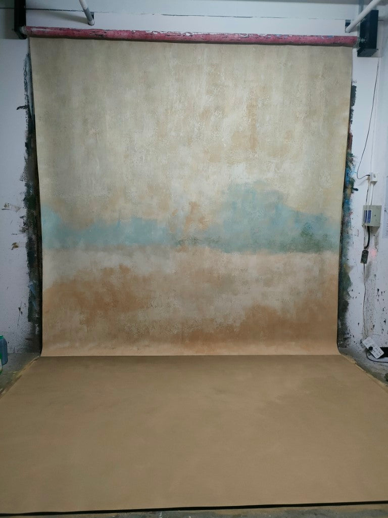 Avezano Brown and Blue Texture Abstract Hand Painted Canvas Photograph