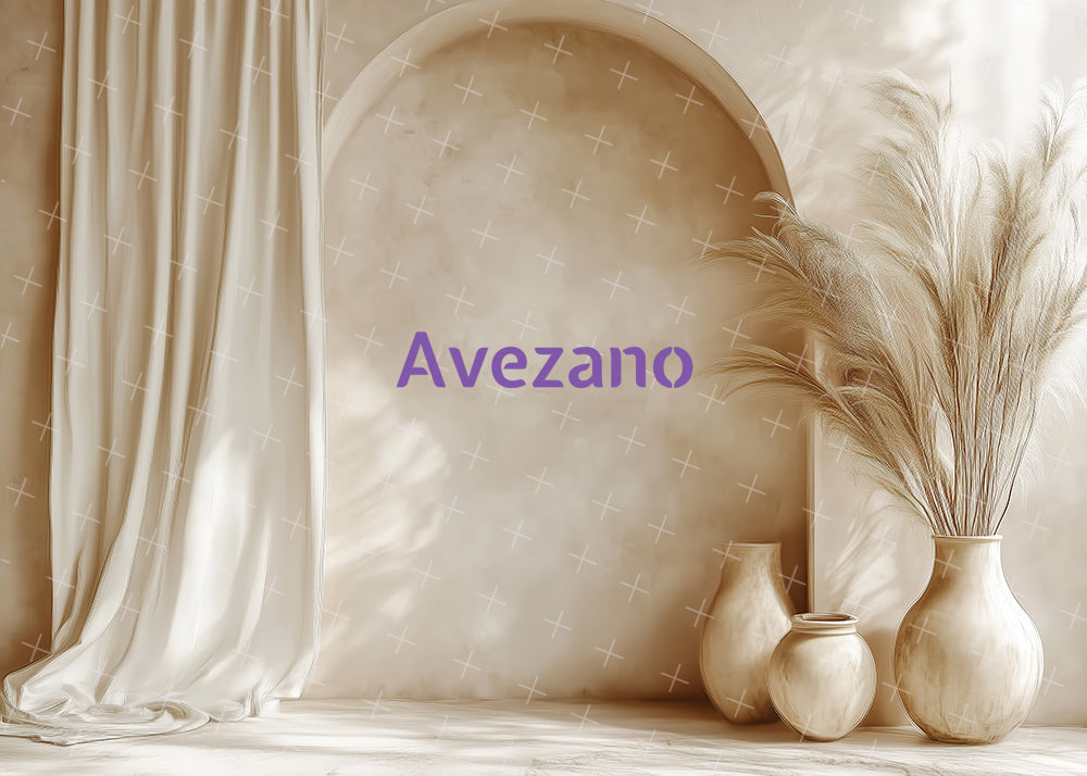 Avezano Bohemian Pampered Reed Flowers and Beige Arches Photography Ba
