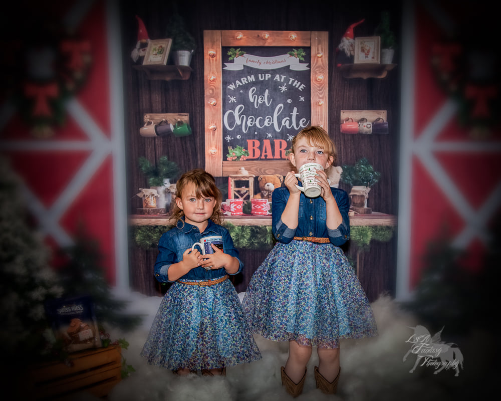 Avezano Hot Coco Wreath Christmas Backdrop Photography holiday gift