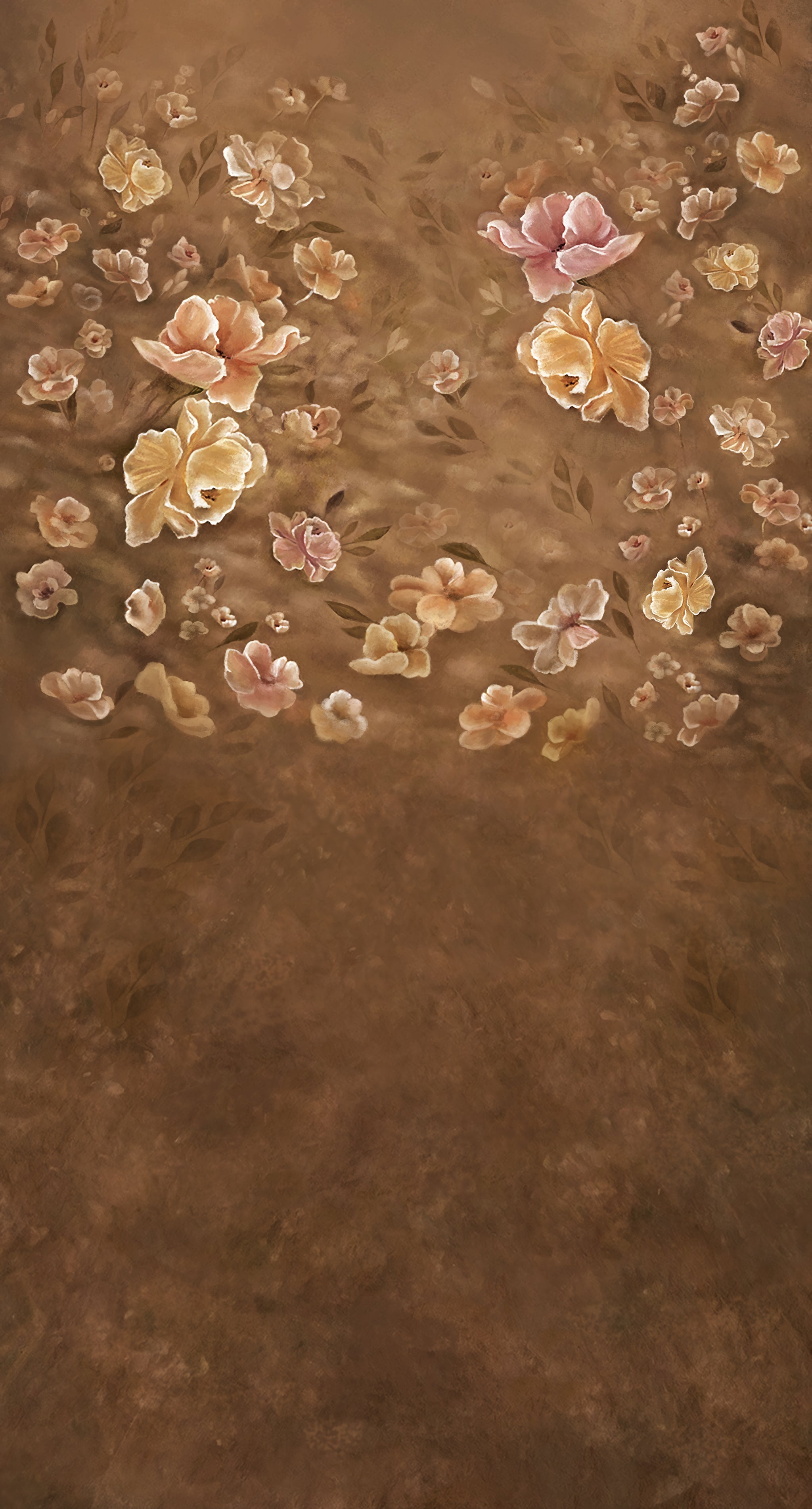 Avezano Brown Flowers Sweep Photography Backdrop