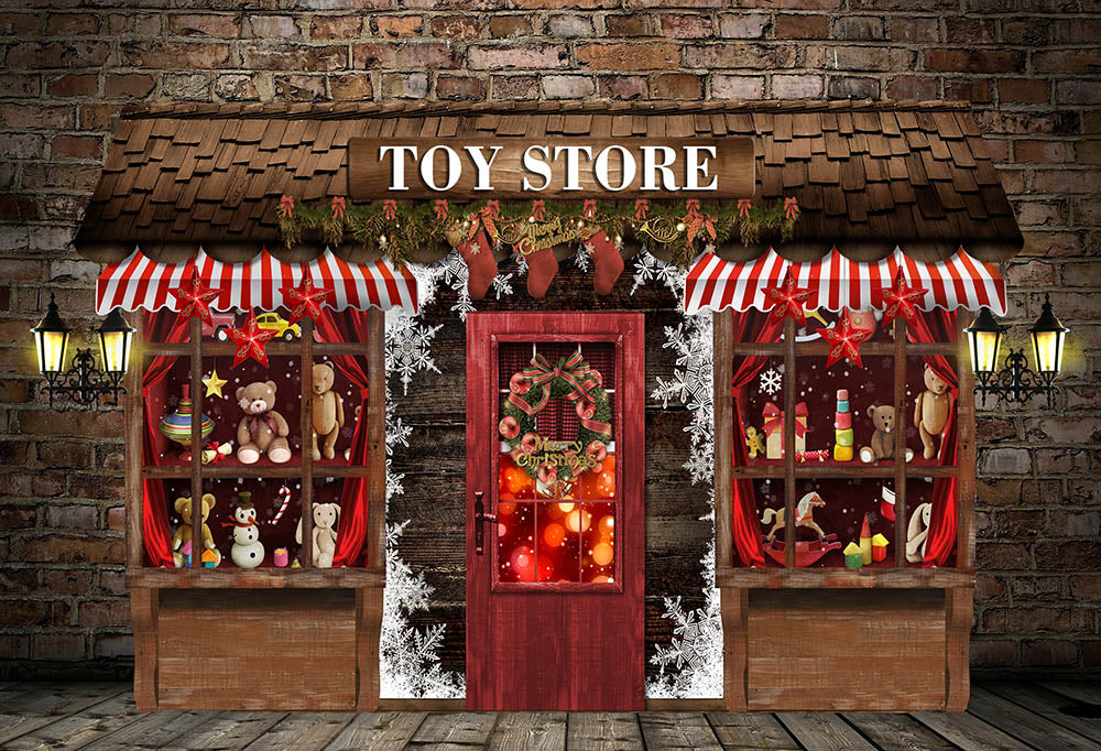 Avezano Christmas Gift Shop Photography Backdrop Room Set holiday gift