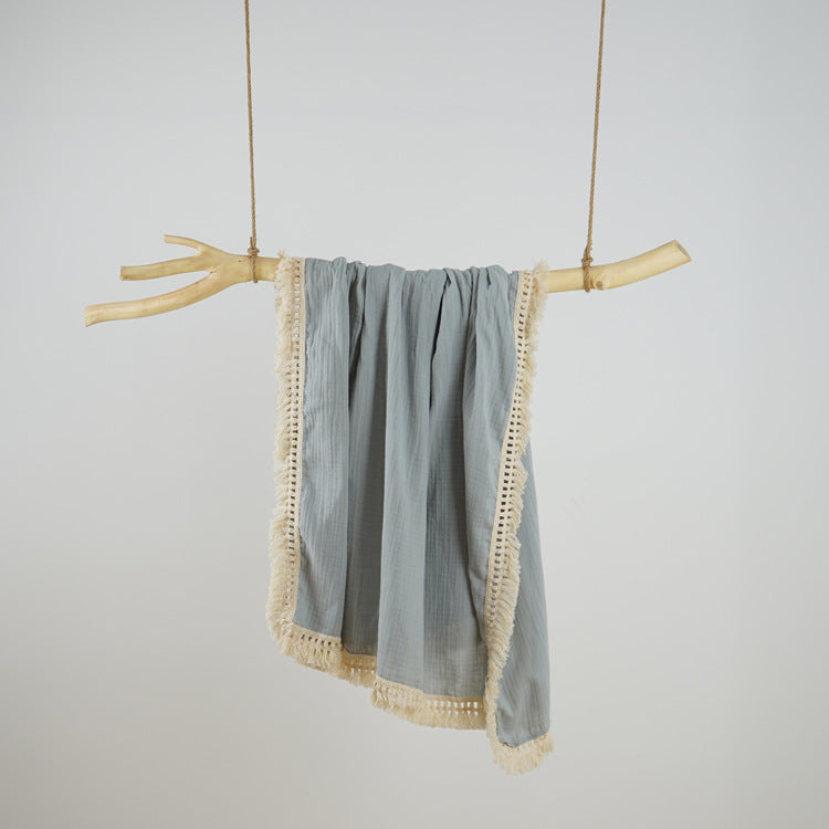 Avezano Child Fringe Gauze Blanket Infant Gauze Wrap