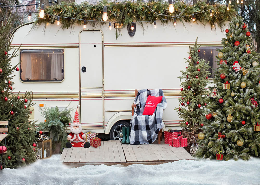 Avezano Christmas Trees Mistletoe Decorated Rv Outdoor Scene