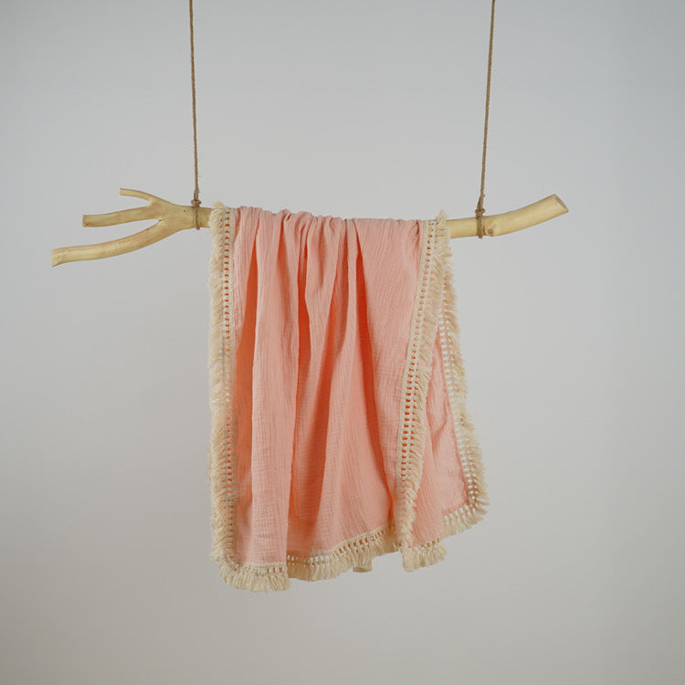 Avezano Child Fringe Gauze Blanket Infant Gauze Wrap