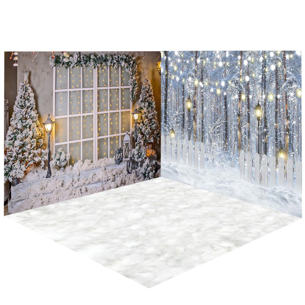 Avezano Christmas Exterior Photography Backdrop Scene Room Set