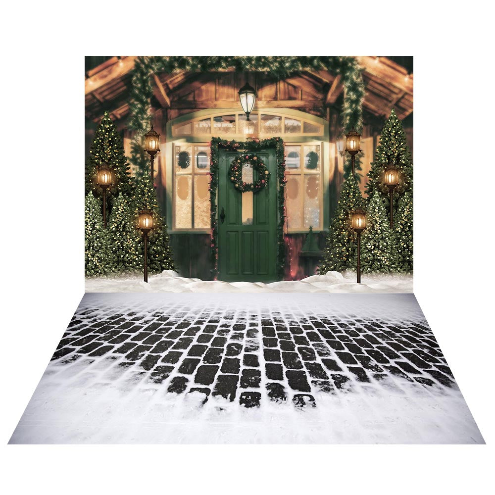 Avezano Cottage 2 pcs Christmas Set Backdrop holiday gift